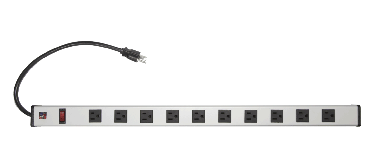 10 Outlet Power Strip, Left side 14″ cord – Anywhere Cart